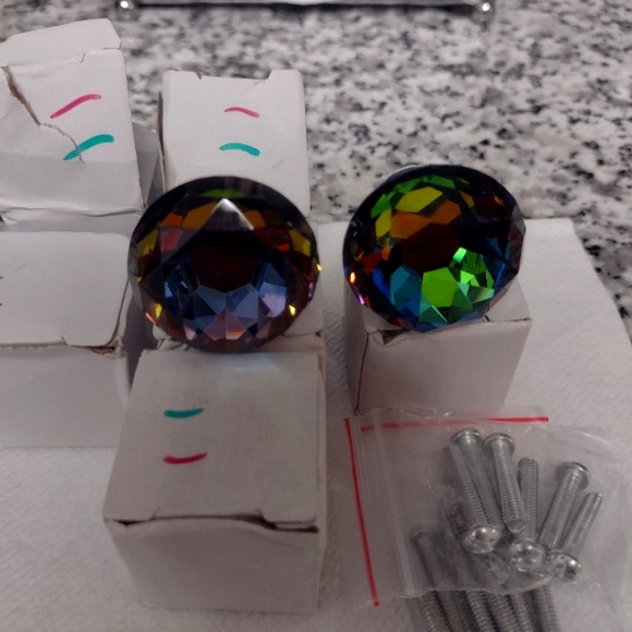 Other | Six Piece Crystal Glass Diamond Shape Dresser Drawer Cabinet ...